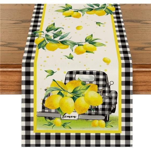 Dining | Farmhouse Table Runner Lemon Decor Spring Cottage Dining ...